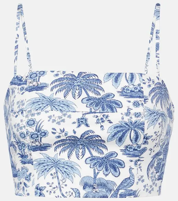 Staud Federico Printed Crop Top - Blue