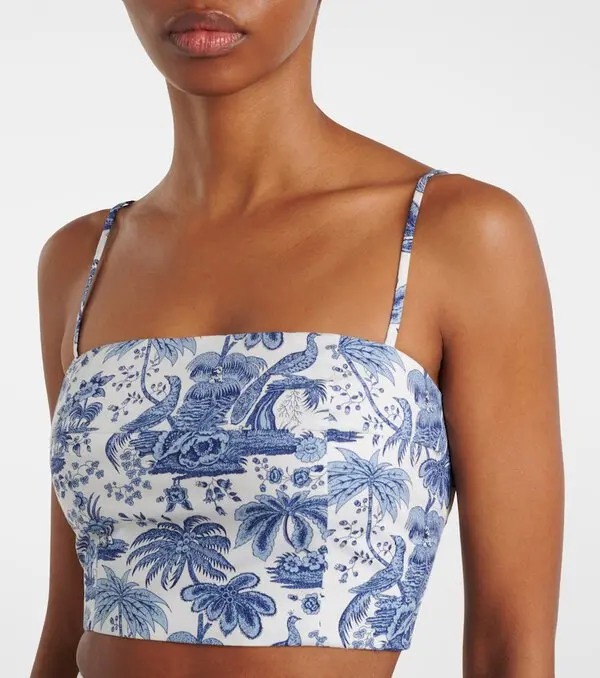 Staud Federico Printed Crop Top - Blue