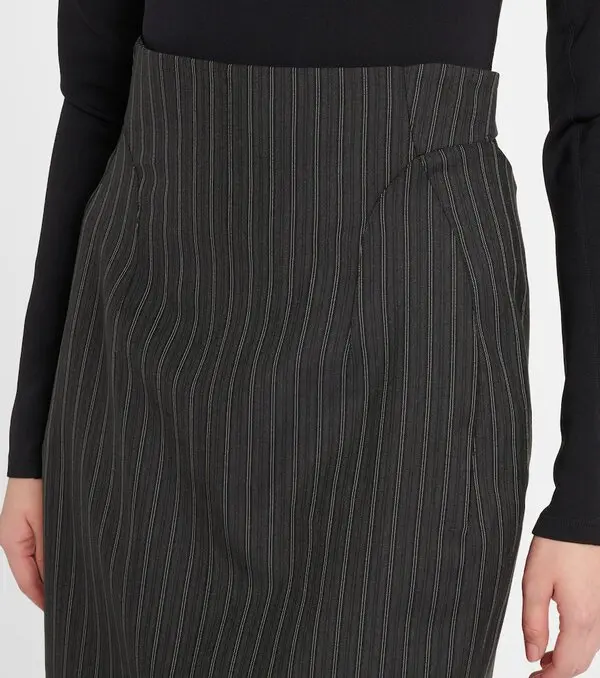 MUGLER Pinstripe Wool-blend Midi Skirt