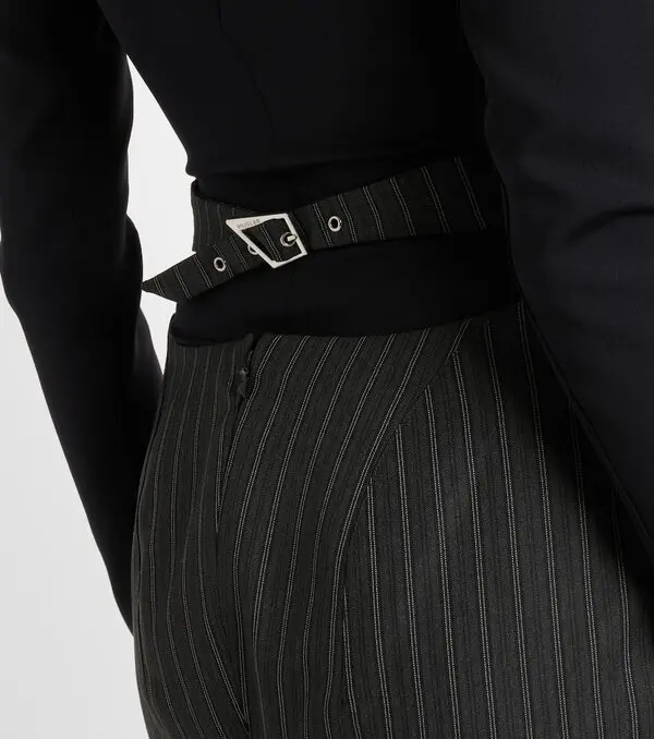 MUGLER Pinstripe Wool-blend Midi Skirt