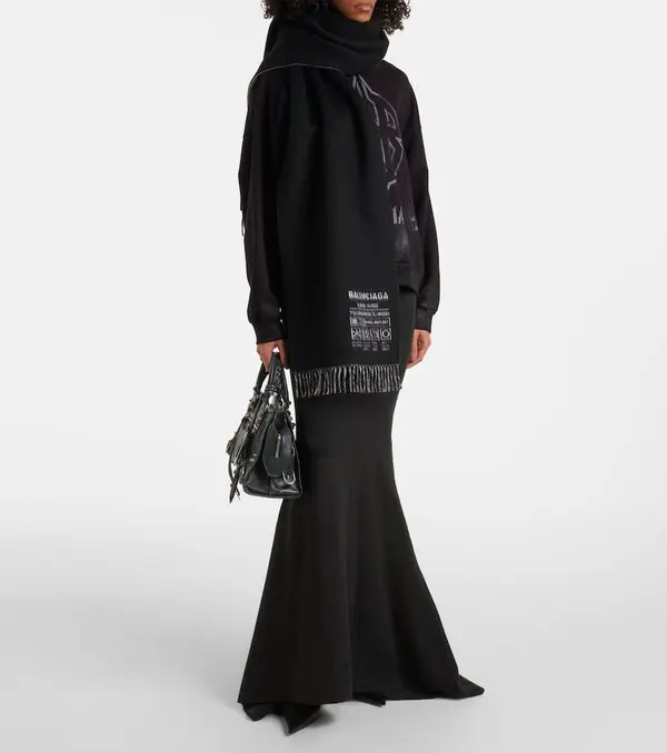 Balenciaga Cashmere And Wool Scarf - Black