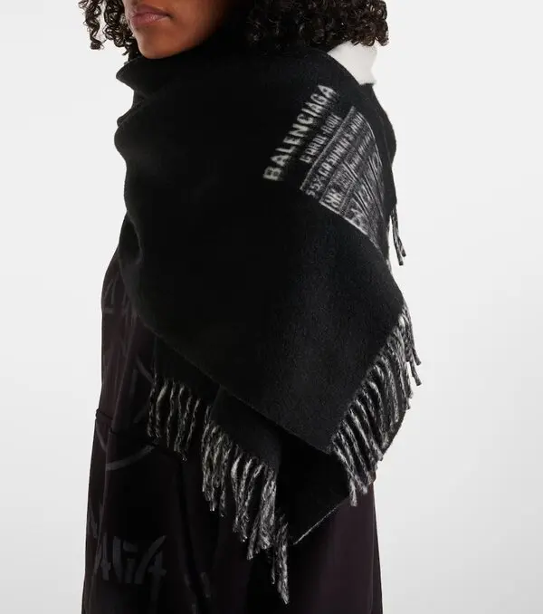 Balenciaga Cashmere And Wool Scarf - Black