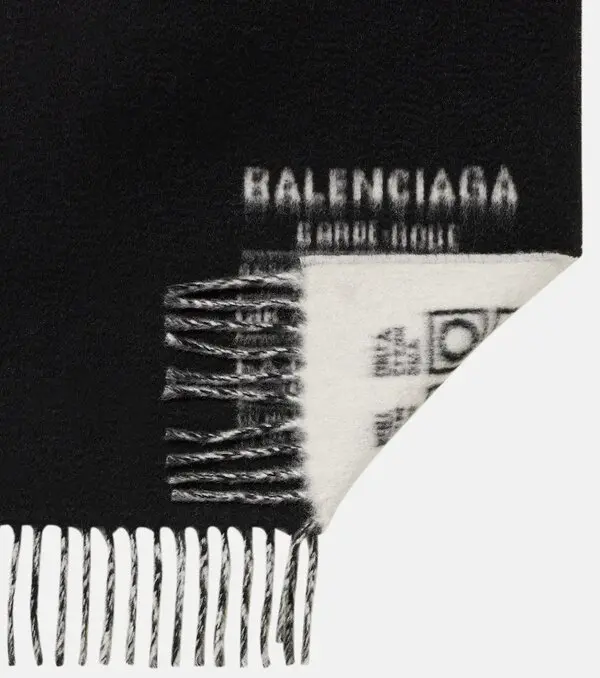 Balenciaga Cashmere And Wool Scarf - Black