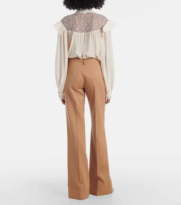 Stella McCartney Low-rise Flared Wool Pants - Beige