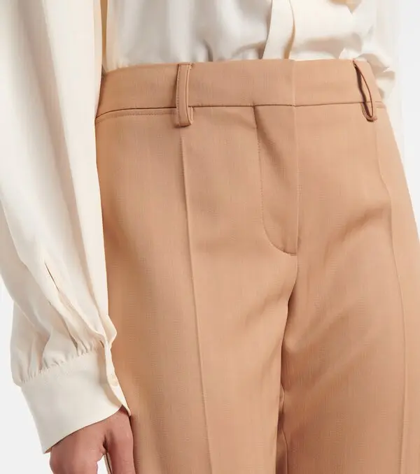 Stella McCartney Low-rise Flared Wool Pants - Beige