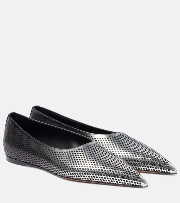 Alaïa Dégradé Fishnet Leather Ballet Flats