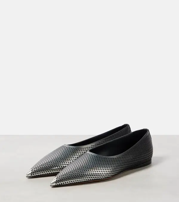 Alaïa Dégradé Fishnet Leather Ballet Flats