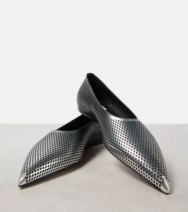 Alaïa Dégradé Fishnet Leather Ballet Flats