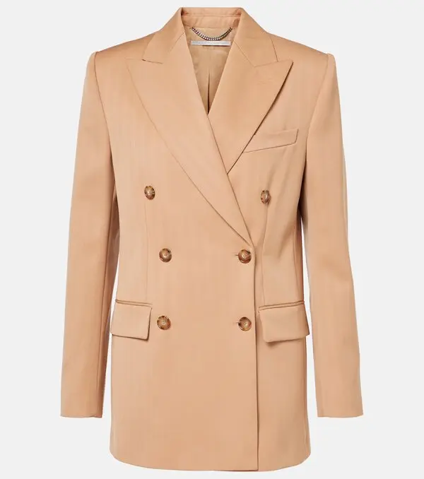 Stella McCartney Striped Double-breasted Wool Blazer - Beige
