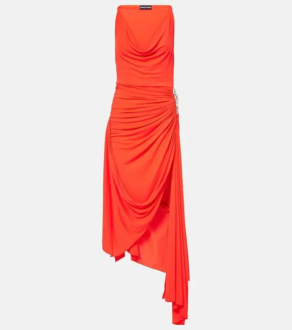 David Koma Lamé Midi Dress - Orange