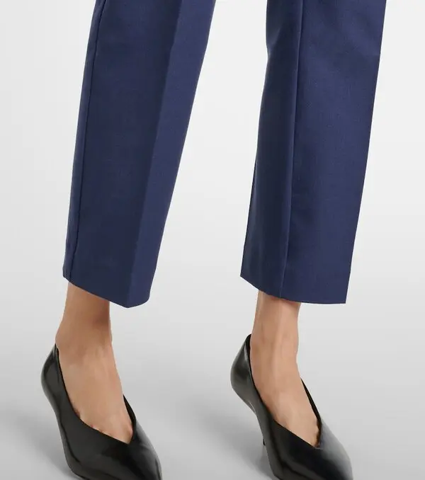 JOSEPH Coleman Cropped Gabardine Slim Pants - Blue