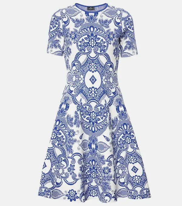 Etro Paisley Print Mini Dress - Blue