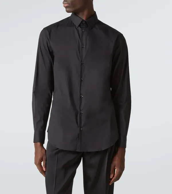 Giorgio Armani Cotton-blend Poplin Shirt - Black