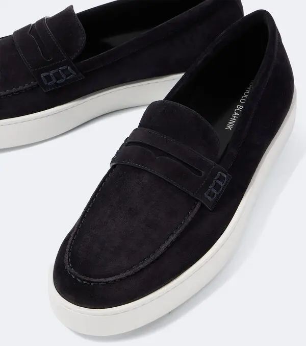 Manolo Blahnik Ellis Suede Loafers - Blue