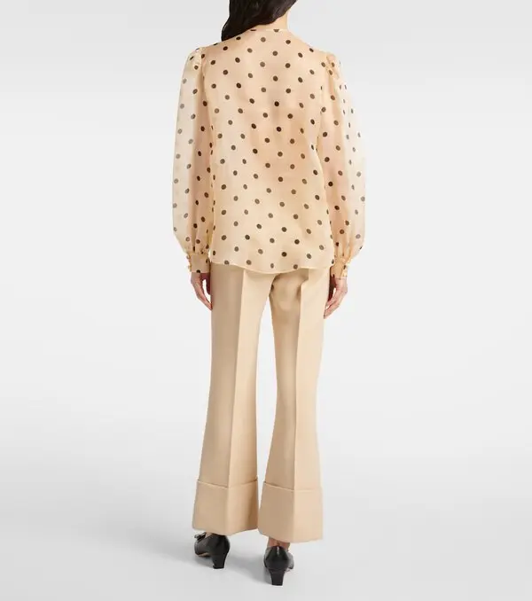 Valentino Garavani Polka-dot Silk Organza Blouse - White