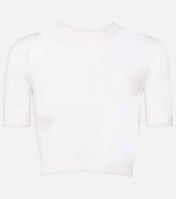 Alaïa Cropped Cashmere Top - White