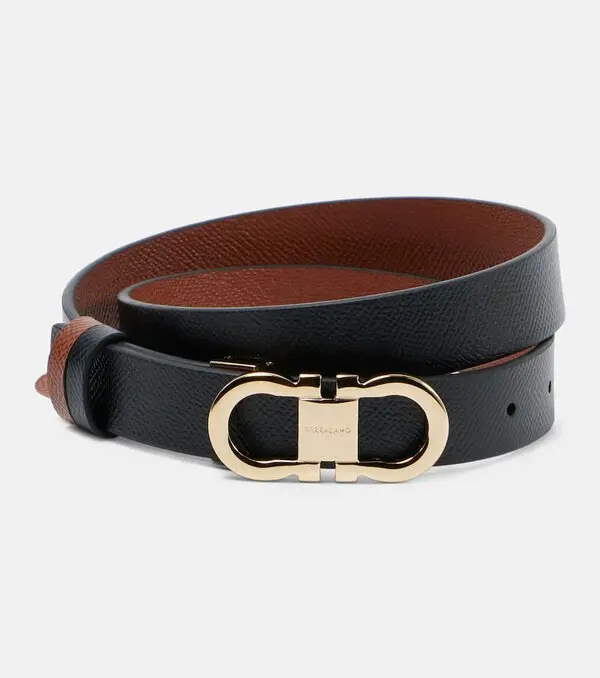 FERRAGAMO Gancini Reversible Leather Belt - Black