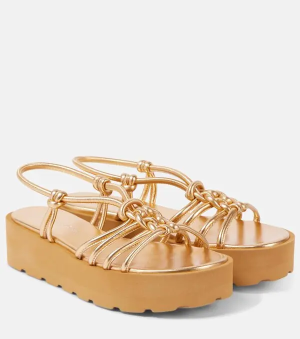 GIANVITO ROSSI Metallic Leather Sandals - Gold