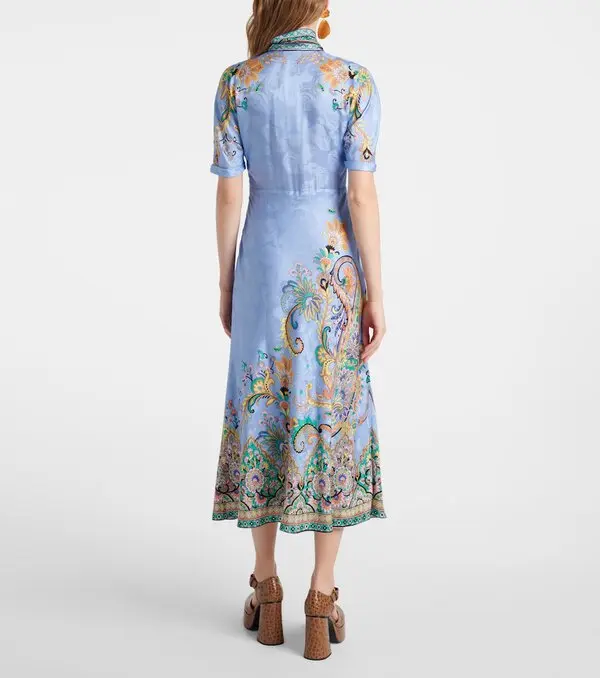 Etro Paisley Satin Midi Dress