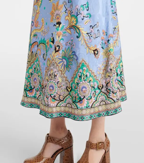 Etro Paisley Satin Midi Dress