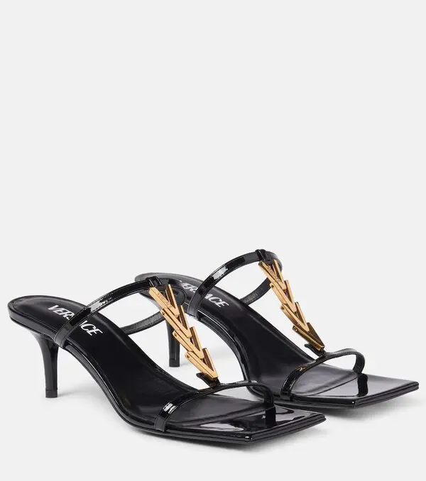 Versace 40 Patent Leather Sandals - Black