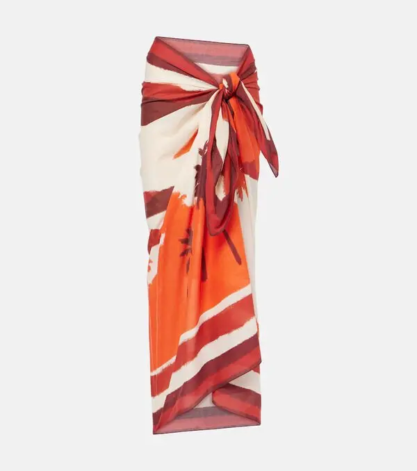 Johanna Ortiz Sailing Landscapes Cotton Beach Cover-up - Red