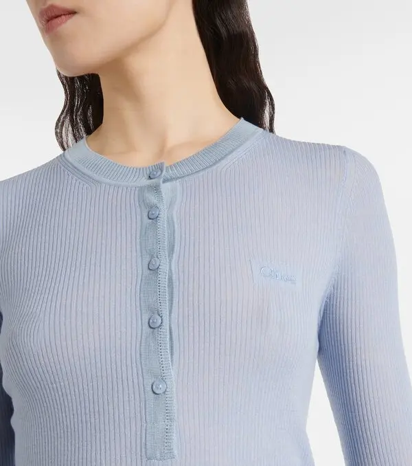 Chloé Ribbed Wool Pullover - Blue