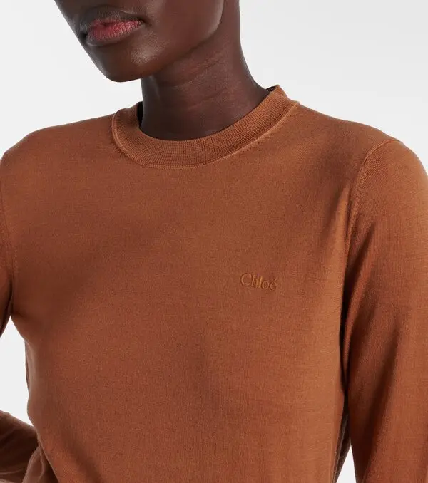 Chloé Ribbed Wool Pullover - Brown
