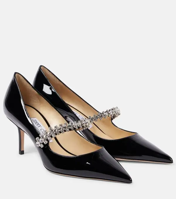 JIMMY CHOO Bing 65 Embellished Leather Pumps - Black