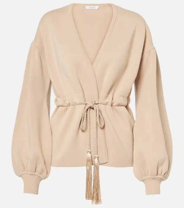 Max Mara Tiberio Belted Virgin Wool Cardigan - Beige