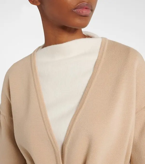 Max Mara Tiberio Belted Virgin Wool Cardigan - Beige