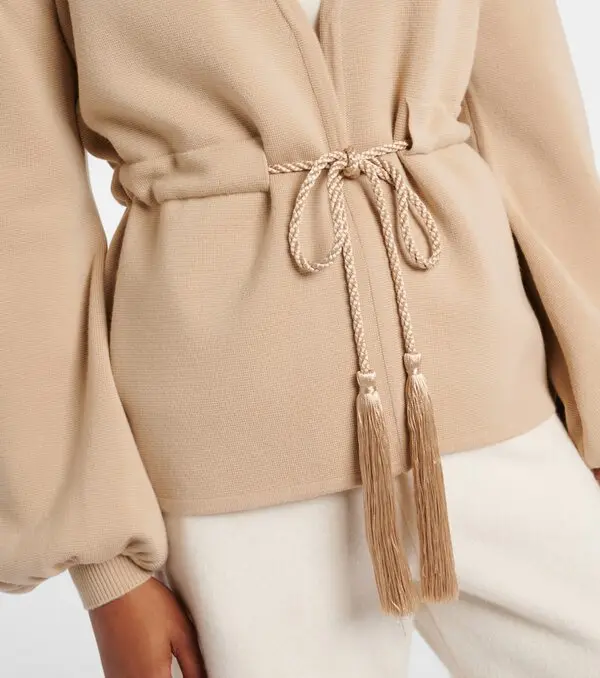 Max Mara Tiberio Belted Virgin Wool Cardigan - Beige