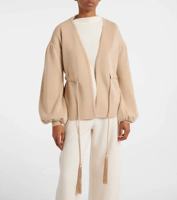 Max Mara Tiberio Belted Virgin Wool Cardigan - Beige