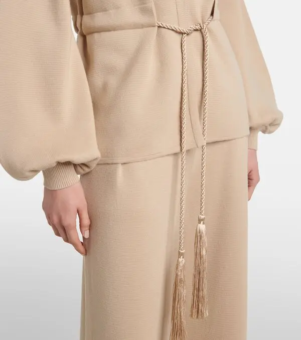 Max Mara Tiberio Belted Virgin Wool Cardigan - Beige