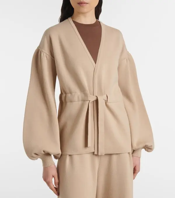 Max Mara Tiberio Belted Virgin Wool Cardigan - Beige