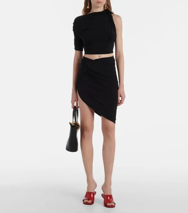 Jacquemus Drapeado Jersey Miniskirt - Black