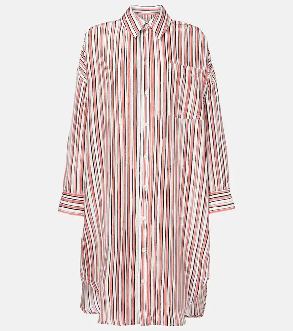 Bottega Veneta Silk Midi Shirt Dress - Red