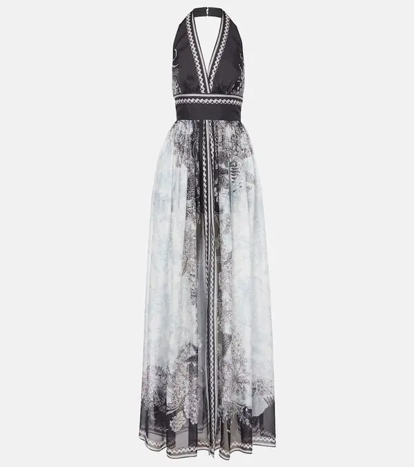 Elie Saab Printed Maxi Dress - Black