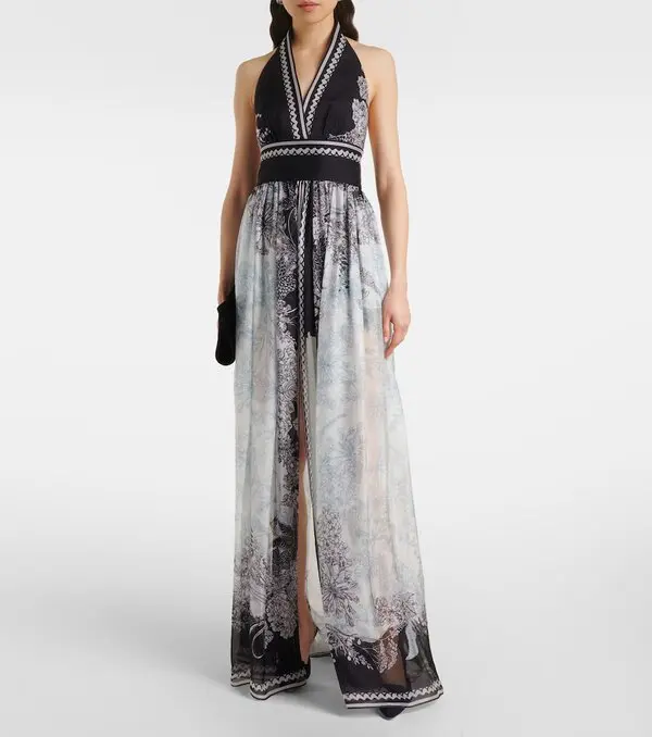 Elie Saab Printed Maxi Dress - Black