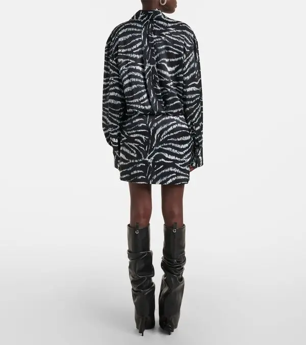 Attico Silvye Zebra-print Shirt Dress