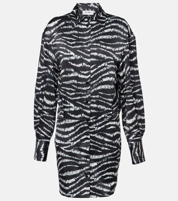 Attico Silvye Zebra-print Shirt Dress - Black