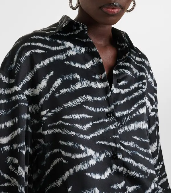 Attico Silvye Zebra-print Shirt Dress - Black