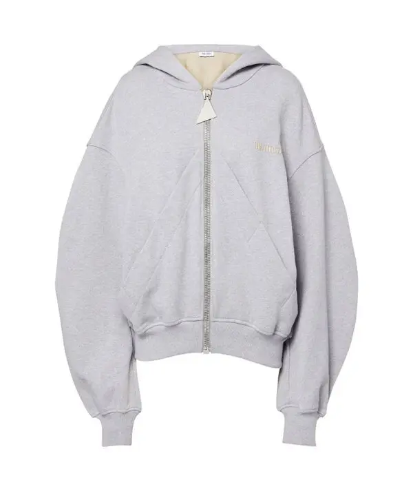 Attico Logo Cotton Fleece Hoodie - Grey