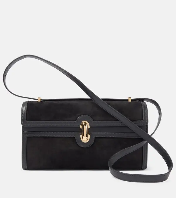 Savette Symmetry 26 Leather-trimmed Suede Shoulder Bag - Black