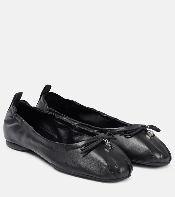 Hogan H684 Leather Ballet Flats - Black