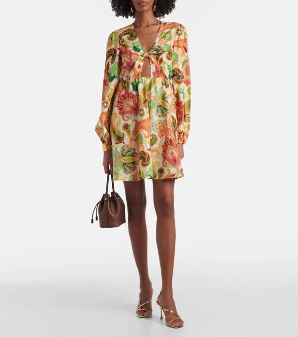 Etro Floral Cotton And Silk Minidress