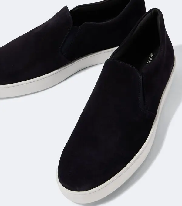 Manolo Blahnik Nadores Suede Slip-on Sneakers - Blue