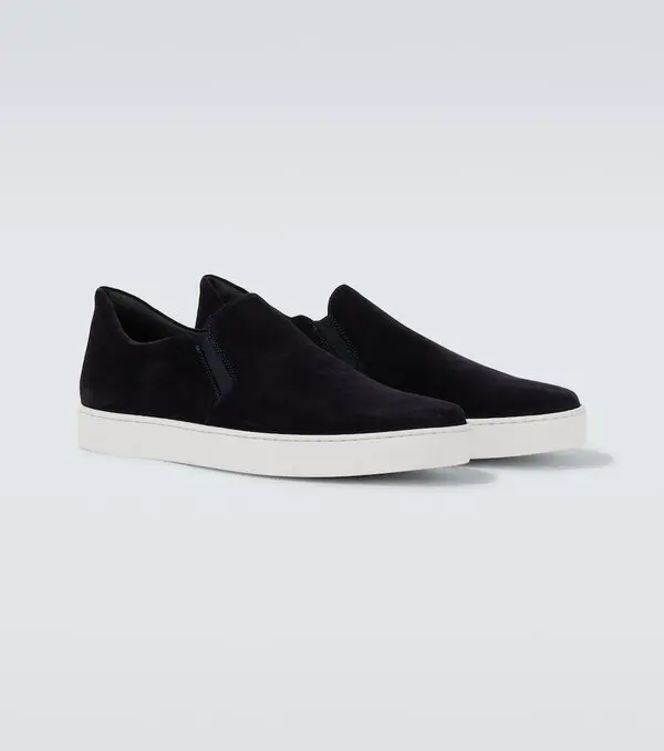 Manolo Blahnik Nadores Suede Slip-on Sneakers - Blue