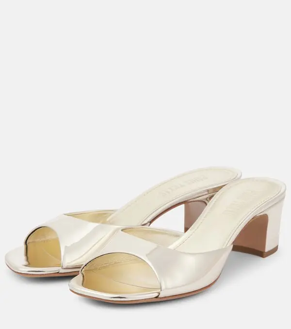 Paris Texas Lara 50 Metallic Leather Mules - Gold
