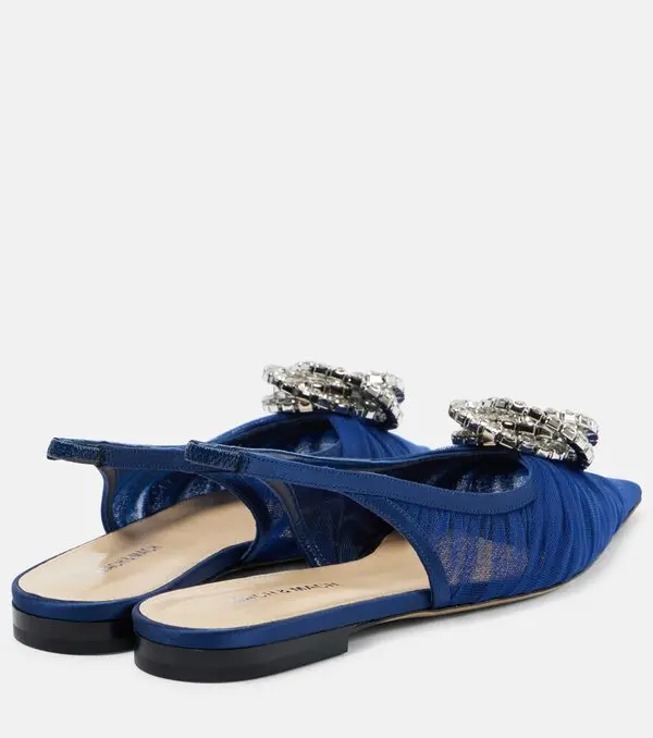 Mach & Mach Galaxy Embellished Slingback Flats - Blue